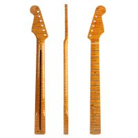 China Fender Stratocaster Neck Replacement 21 Frets Maple For ST Electric Guitar Abalone Dots Tiger Flame for sale