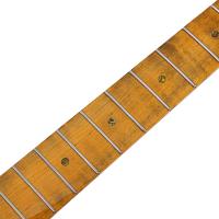China Fender Telecaster Maple Neck Replacement High Gloss Yellow Tiger Flame Maple C Shape Guitar Neck Abalone Dot Markers for sale
