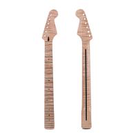 China 22 Frets Stratocaster Maple Neck Replacement With Abalone Shell Dot Inlay Tiger Flame for sale
