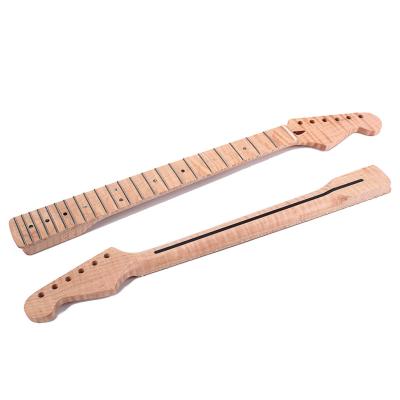 China 22 Frets Stratocaster Maple Neck Replacement With Abalone Shell Dot Inlay Tiger Flame for sale