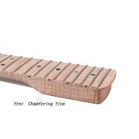 China 22 Frets Stratocaster Maple Neck Replacement With Abalone Shell Dot Inlay Tiger Flame for sale