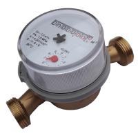 China 1/2 Inch Single Jet Brass Water Meter with Pulse Output - ISO 4064 Class B, 1 MPa Pressure Rating for sale