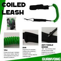 China Black Green EVA Surfboard Coil Leash 1.8-3m Adjustable TPU Foot Leash for SUP Surfing for sale