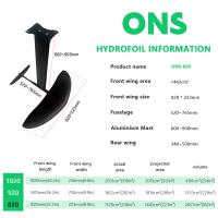 China OEM 820mm Carbon Hydrofoil Front Wing 1528sq cm Ultra Light for Surf Pump Windfoil for sale