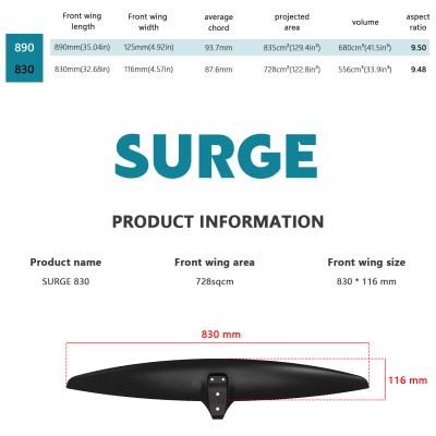 China Axis Surge 830 Carbon Hydrofoil Wing 830mm Wingspan 728cm² Area for Wing Foil Kite Surf for sale
