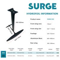 China SURGE 830 Carbon Hydrofoil Set 830cm² Front Wing Fast Rail-to-Rail Transition Strong Low-End Lift Surf Foil for sale