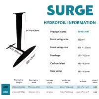 China SURGE 890 Carbon Hydrofoil Set for Surf Foil Wing Foil Freestyle Riding 890mm Front Wing for sale