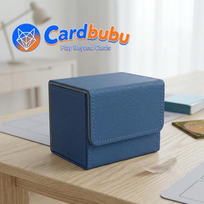 China Custom PU Leather YuGiOh Deck Box Blue Storage MTG Commander Deck Box for sale