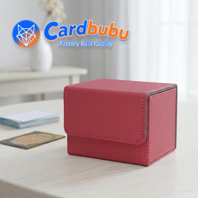 China Rigid Luxury Trading Card Protector Soft Flannel Lining Leather Deck Case for sale