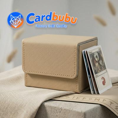 China Magnetic Lid Pokemon Bulk Storage 3.46in PU Leather Playing Card Storage Box for sale