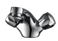China Two Handle Monobloc Chrome Ceramic Brass Polished Basin Mixer T8063W for sale