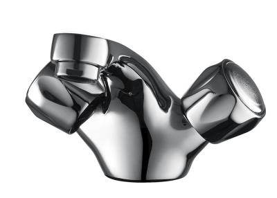 China Two Handle Monobloc Chrome Ceramic Brass Polished Basin Mixer T8063W for sale