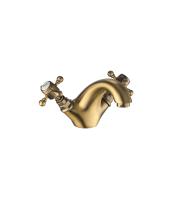 China Double Handle Basin Mixer Faucet Brushed Bathroom Basin Mixer Taps T8032W for sale
