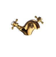 China Double Handle Basin Mixer Faucet Brushed Bathroom Basin Mixer Taps T8032W for sale