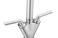 China Double Handle Mono Mixer Kitchen Tap Chrome With 360 Degree Swivel Spout for sale