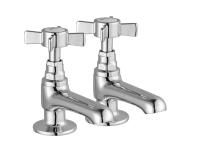 China 1/2 Pair Traditional Brass Bathroom Taps Polished Ceramic Valve Core for sale