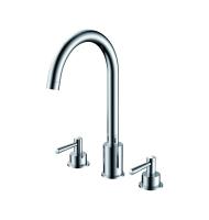 China Chrome Finish Basin Mixer Faucet Three Holes With Double Handles for sale