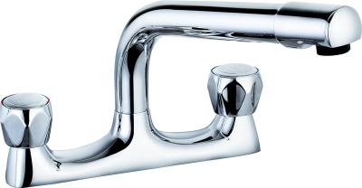 China Double Handle Basin Mixer Faucet With Chrome Finish For Bathroom T8068 for sale