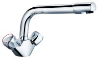 China Modern Chrome Finish Brass Basin Mixer Faucet With Double Handles T8069 for sale