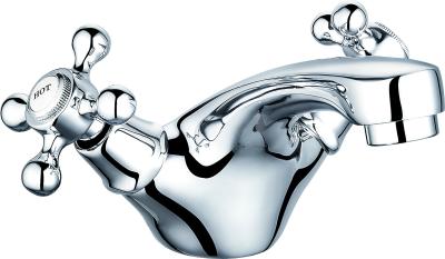 China Brass Basin Mixer Faucet With Double Ceramic Handle For Modern Bathroom T8063A for sale