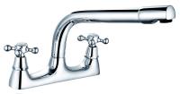 China Modern Chrome Double Handle Pressure Basin Faucet With Ceramic Cartridge T8068A for sale