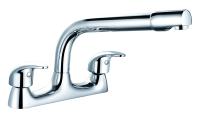 China Modern Chrome Double Handle Brass Basin Mixer With Ceramic Valve T8068B for sale