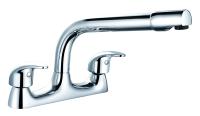 China Modern Chrome Double Handle Brass Basin Mixer With Ceramic Valve T8068B for sale