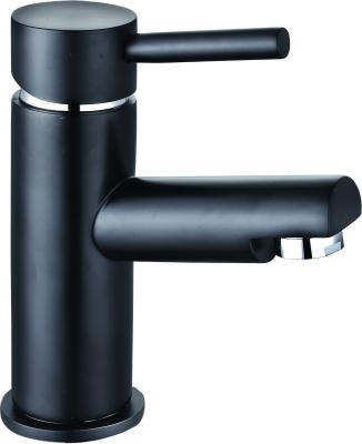 China Modern Black Single Handle Basin Faucet Mixer With Ceramic Valve T8202B for sale