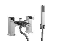 China Double Handle Bath Shower Mixer with Chrome Finish and Ceramic Valve for Customizable Water Pressure 0.5-3.0 Bar for sale