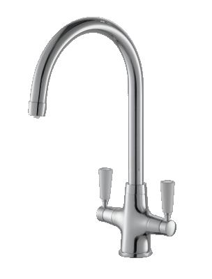 China Double Handle Kitchen Mixer Faucet Brass Material And Chrome Finish T93016 for sale