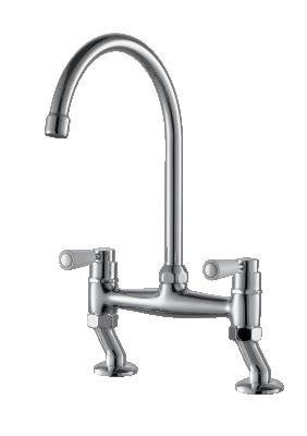 China Double Handle Kitchen Mixer Faucet Brass Design Ensuring Performance T93017 for sale