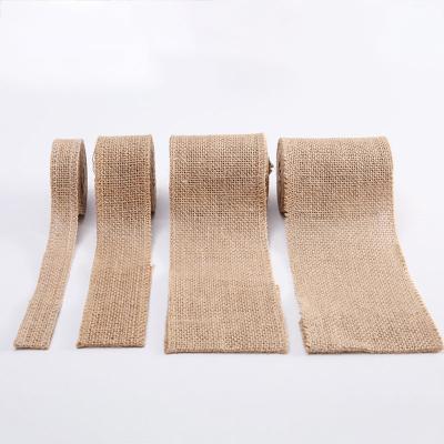 China 2-Inch Wide Jute Burlap Ribbon - 10 Yards per Roll, Natural Plain Woven Craft Trim with Cut Edges for sale