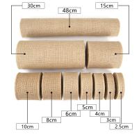 China 2-Inch Wide Jute Burlap Ribbon - 10 Yards per Roll, Natural Plain Woven Craft Trim with Cut Edges for sale