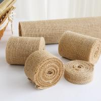 China 2-Inch Wide Jute Burlap Ribbon - 10 Yards per Roll, Natural Plain Woven Craft Trim with Cut Edges for sale