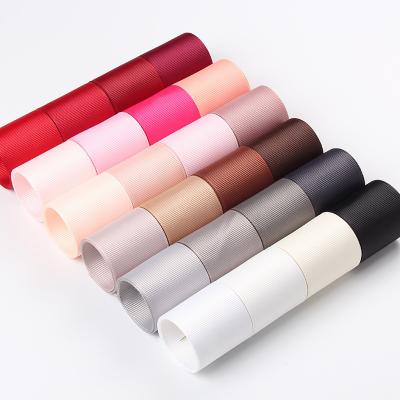 China 3mm-100mm Solid Color Polyester Grosgrain Ribbon 100 Yards 0.5mm Thick for Gift Wrapping and Crafts for sale