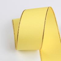 China 2.5cm Width 100 Yard Polyester Gold Edge Grosgrain Ribbon for Christmas Decorations and Bag Handles for sale