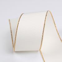 China 2.5cm Width 100 Yard Polyester Gold Edge Grosgrain Ribbon for Christmas Decorations and Bag Handles for sale