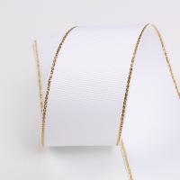 China 2.5cm Width 100 Yard Polyester Gold Edge Grosgrain Ribbon for Christmas Decorations and Bag Handles for sale