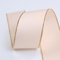 China 2.5cm Width 100 Yard Polyester Gold Edge Grosgrain Ribbon for Christmas Decorations and Bag Handles for sale