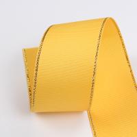 China 2.5cm Width 100 Yard Polyester Gold Edge Grosgrain Ribbon for Christmas Decorations and Bag Handles for sale