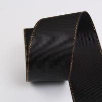 China 2.5cm Width 100 Yard Polyester Gold Edge Grosgrain Ribbon for Christmas Decorations and Bag Handles for sale