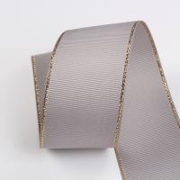 China 2.5cm Width 100 Yard Polyester Gold Edge Grosgrain Ribbon for Christmas Decorations and Bag Handles for sale
