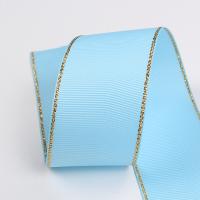 China 2.5cm Width 100 Yard Polyester Gold Edge Grosgrain Ribbon for Christmas Decorations and Bag Handles for sale