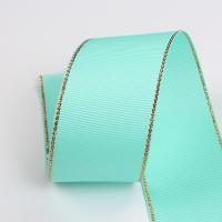 China 2.5cm Width 100 Yard Polyester Gold Edge Grosgrain Ribbon for Christmas Decorations and Bag Handles for sale