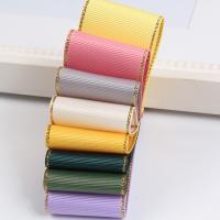 China 2.5cm Width 100 Yard Polyester Gold Edge Grosgrain Ribbon for Christmas Decorations and Bag Handles for sale