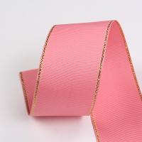 China 2.5cm Width 100 Yard Polyester Gold Edge Grosgrain Ribbon for Christmas Decorations and Bag Handles for sale