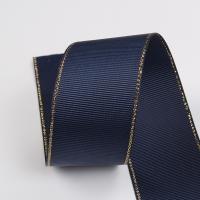 China 2.5cm Width 100 Yard Polyester Gold Edge Grosgrain Ribbon for Christmas Decorations and Bag Handles for sale