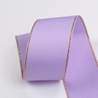 China 2.5cm Width 100 Yard Polyester Gold Edge Grosgrain Ribbon for Christmas Decorations and Bag Handles for sale
