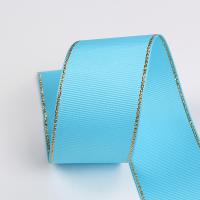 China 2.5cm Width 100 Yard Polyester Gold Edge Grosgrain Ribbon for Christmas Decorations and Bag Handles for sale