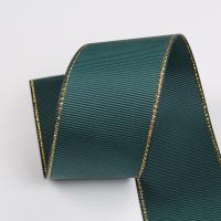 China 2.5cm Width 100 Yard Polyester Gold Edge Grosgrain Ribbon for Christmas Decorations and Bag Handles for sale